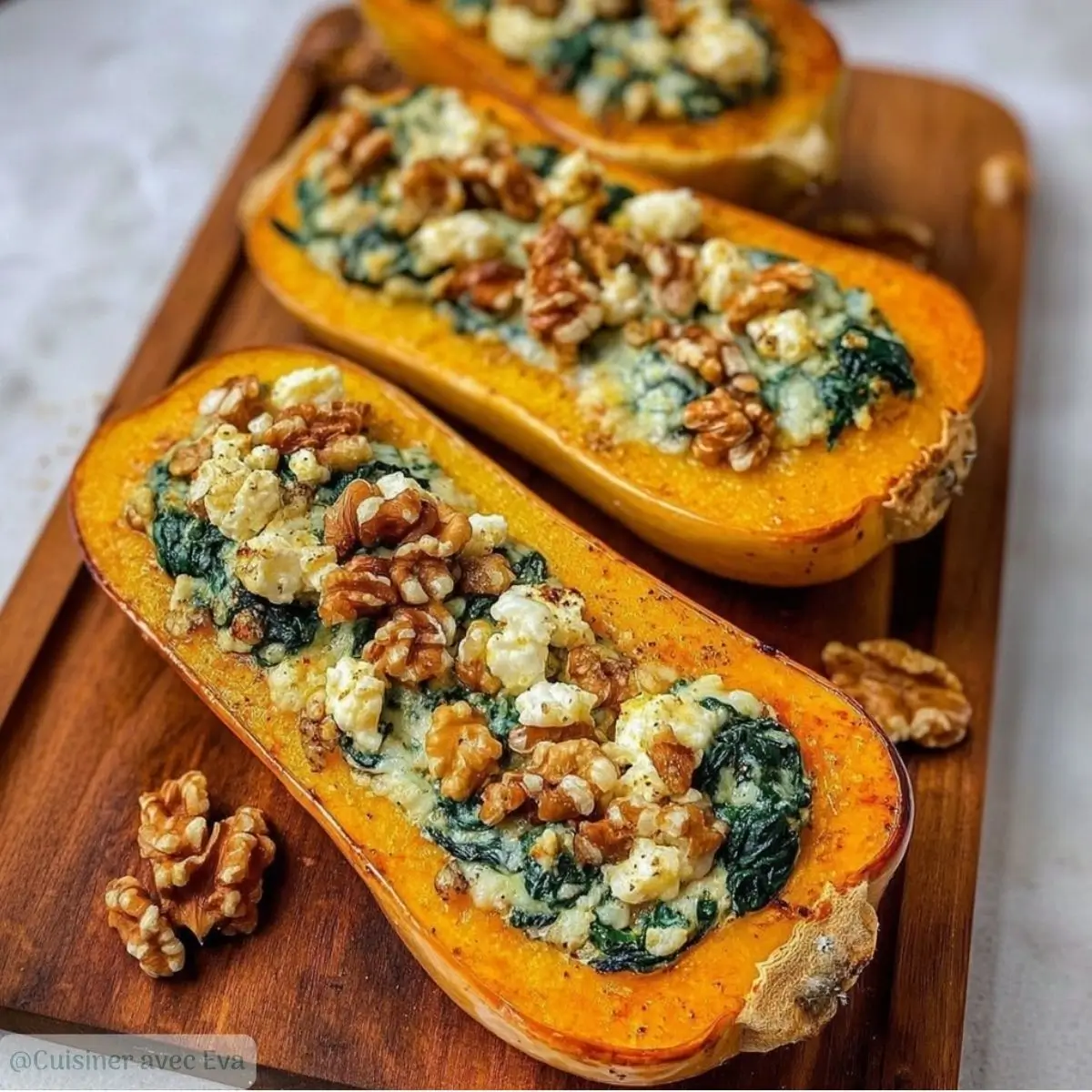 Courges Butternut Farcies aux Épinards, Feta et Noix - Cuisiner Avec Eva