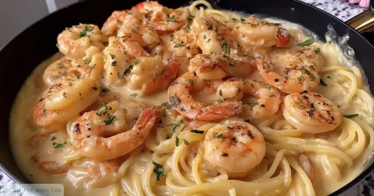 Crevettes à l’Ail et Spaghettis à la Crème | Recette rapide - Cuisiner ...
