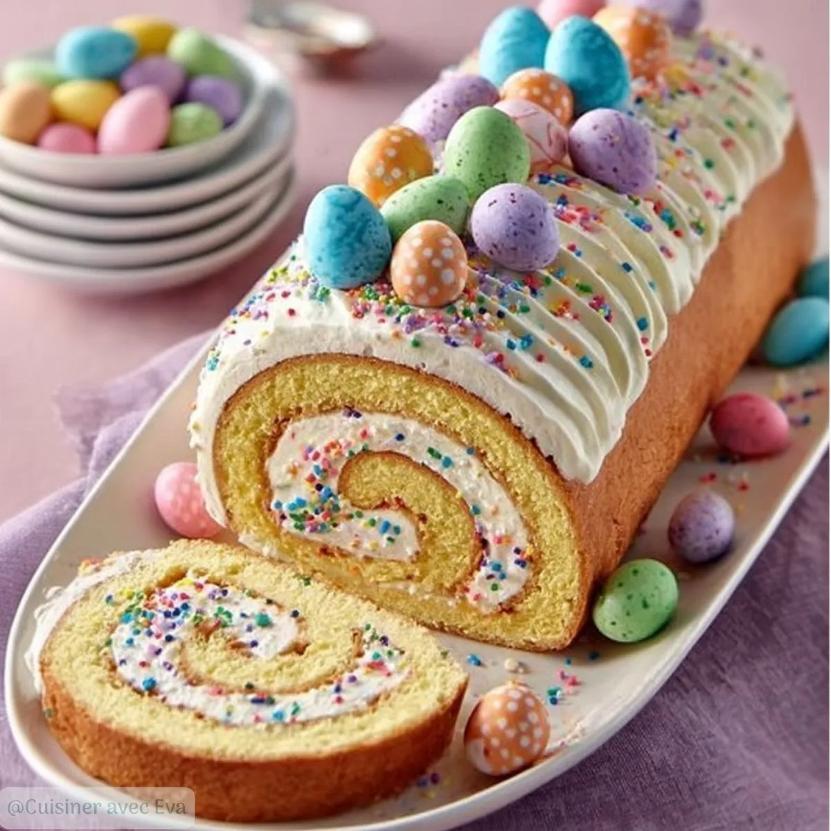 Gâteau roulé de Pâques moelleux : recette facile et festive - Cuisiner ...